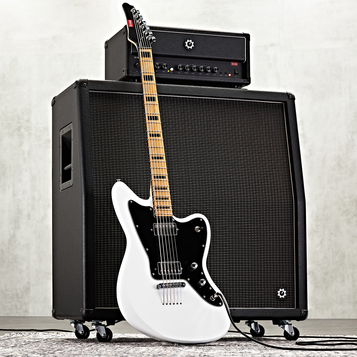 G4M 638 Baritone Electric Guitar, White - G4M