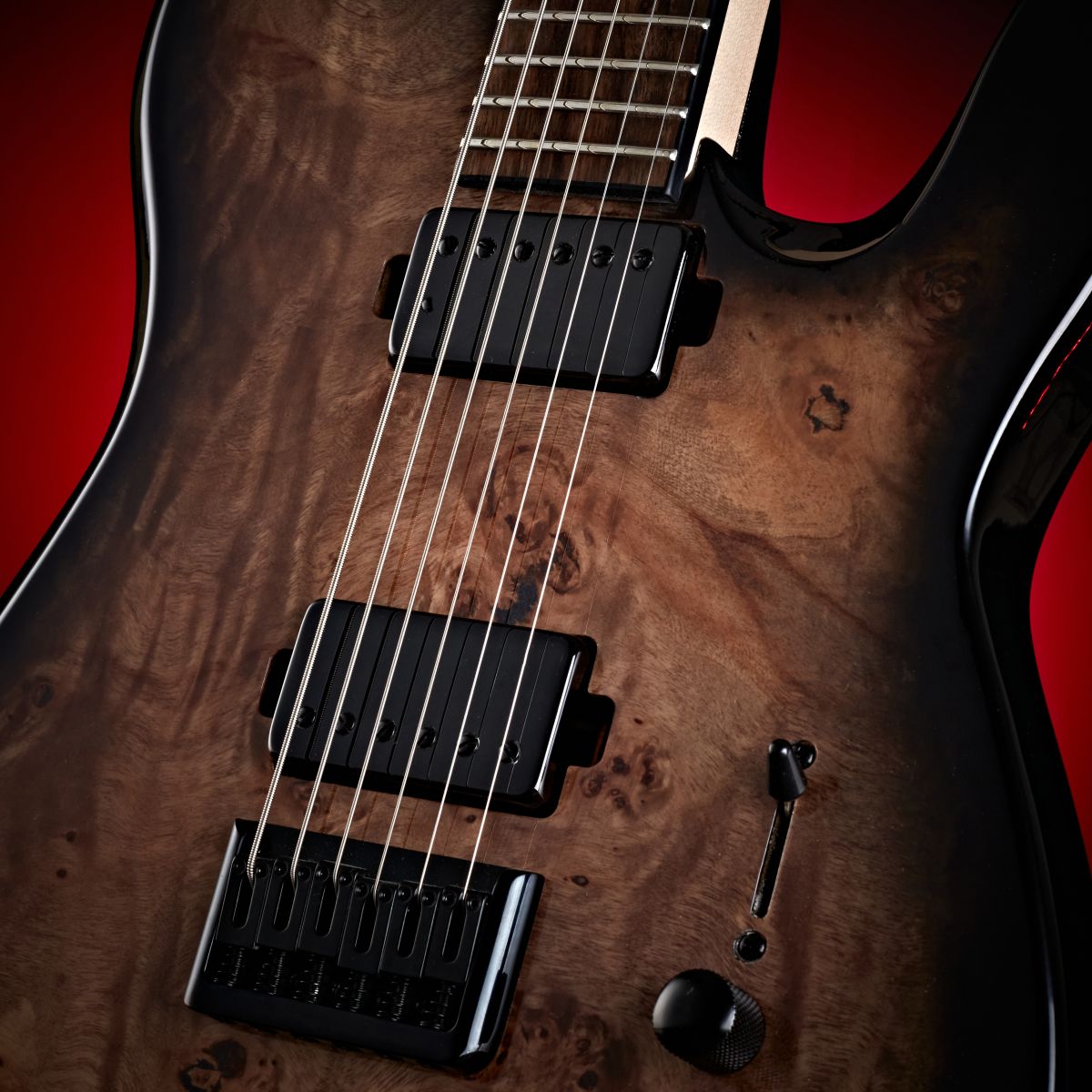 G4M 734 Pro Baritone Electric Guitar, Black Burl Burst - G4M